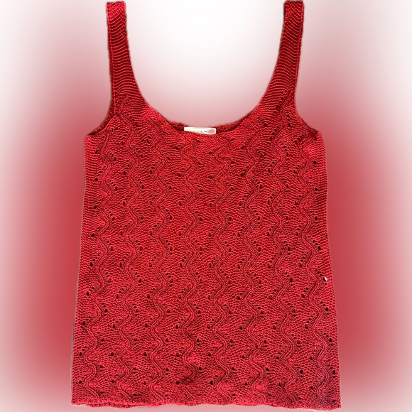Anthropologie | Tops | Red Squiggle Crochet Tank Top With Scoop Neck ...